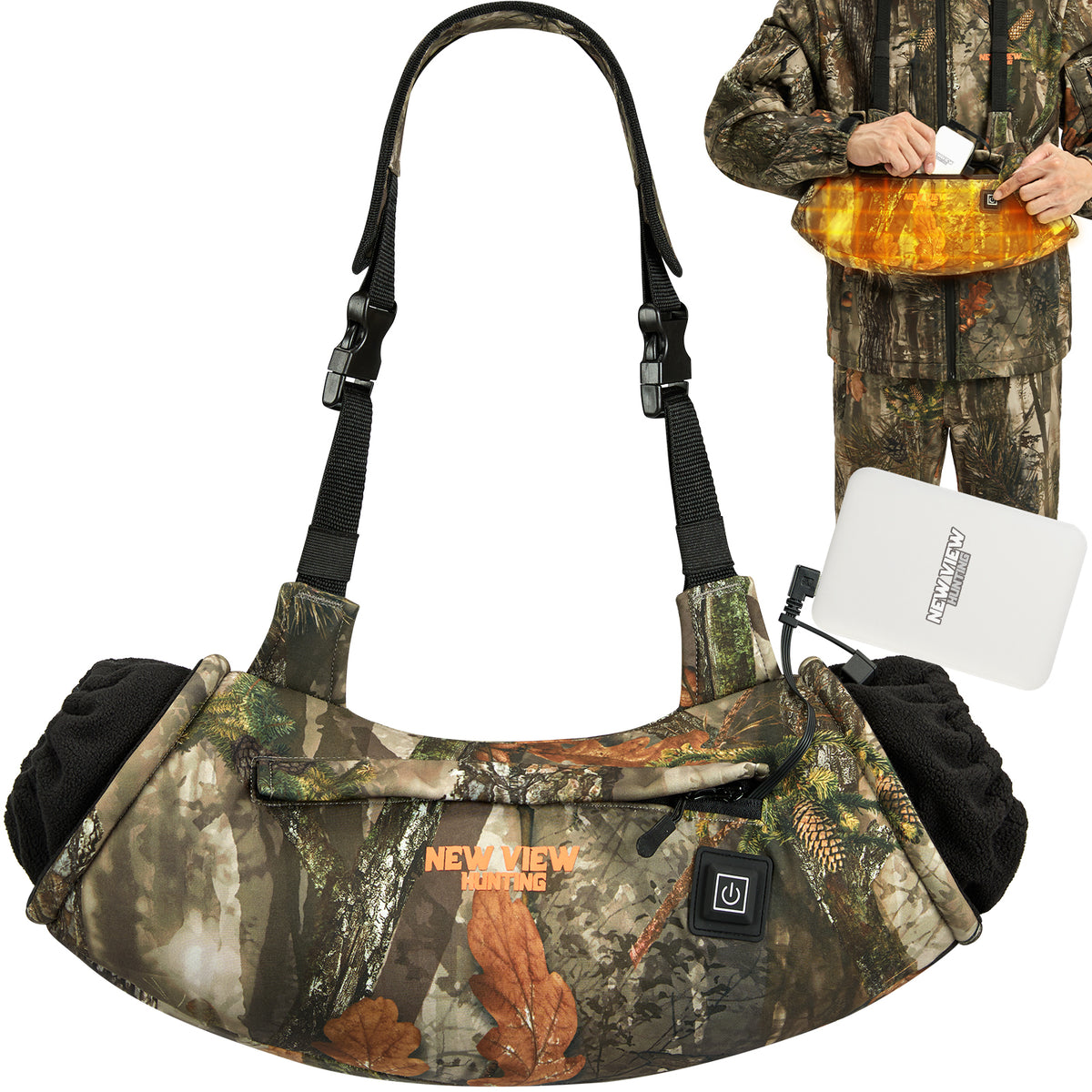 3 Levels Heated Camo Hand Muff Hunting with Pouch, 5000mAh Power Bank ...