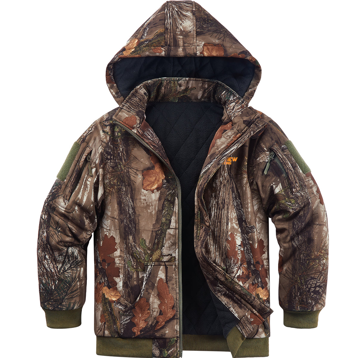 Fleece-lined Camo Hunting Jacket for kids and Youth, Water-resistant a ...
